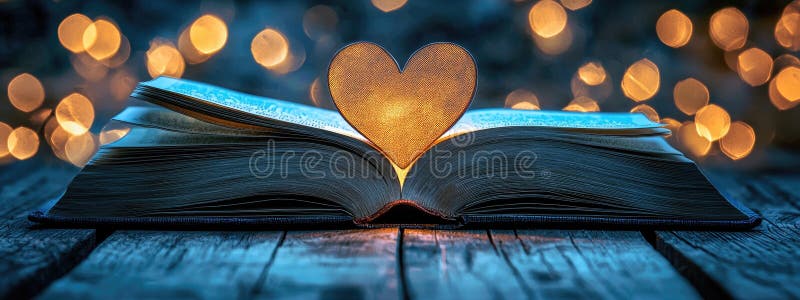 Open Book and Heart. Selective Focus Stock Photo - Image of information ...