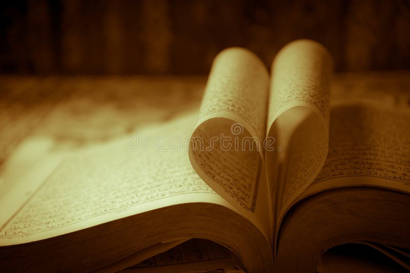 Open Book with Heart Shape in the Middle Page, Mono Tone Stock Photo ...