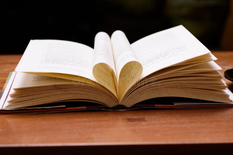 Open Book with Heart Shape Page Stock Photo - Image of learning ...