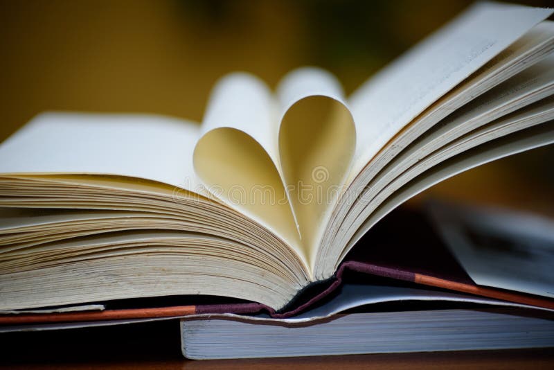 Open Book with Heart Shape Page Stock Photo - Image of learn, leaf ...