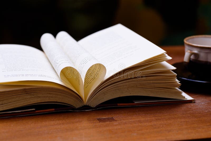 Open Book with Heart Shape Page Stock Image - Image of shape, closeup ...