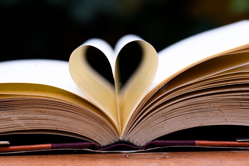 Open Book with Heart Shape Page Stock Image - Image of romance, open ...