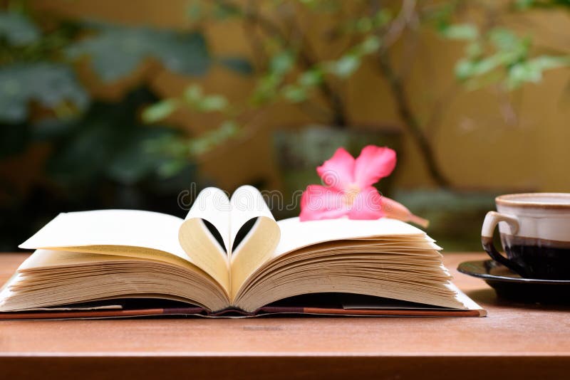 Open Book with Heart Shape Page Stock Image - Image of shape, closeup ...