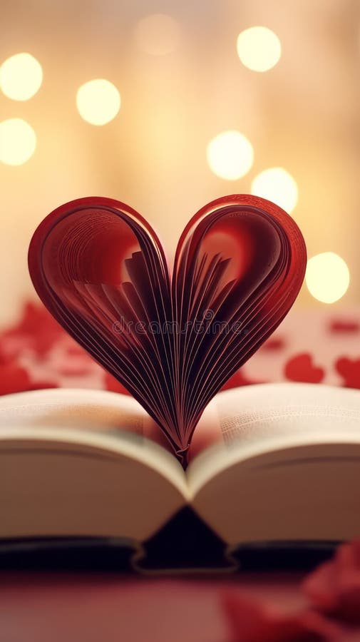 An Open Book with a Heart-shaped Cutout Stock Illustration ...