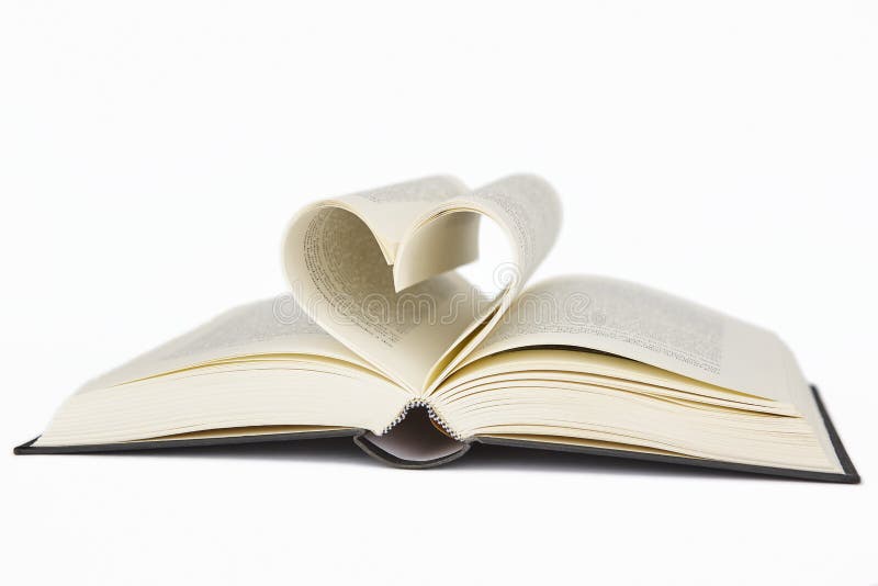 Open Book with Heart Shaped Pages. Love for Reading Stock Photo - Image ...