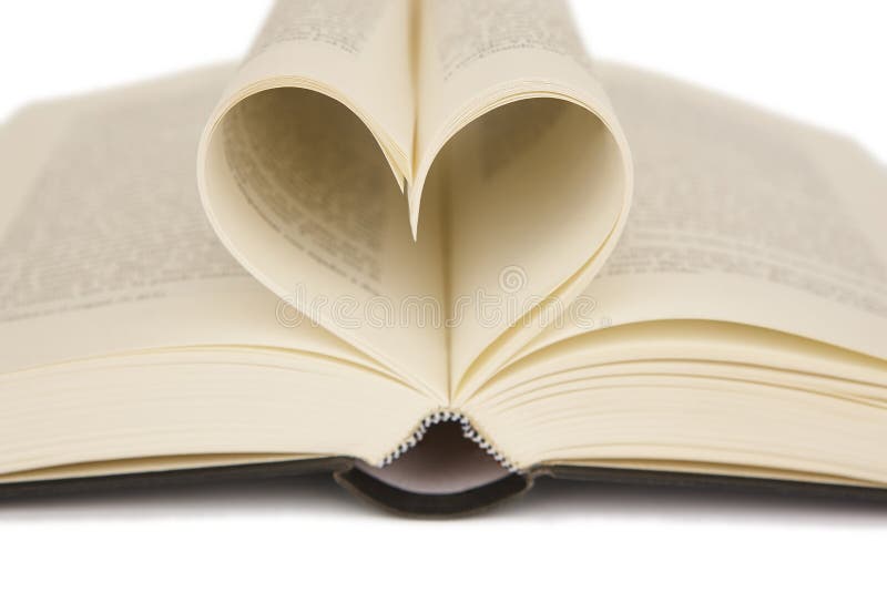 Open Book with Heart Shaped Pages. Love for Reading Stock Image - Image ...