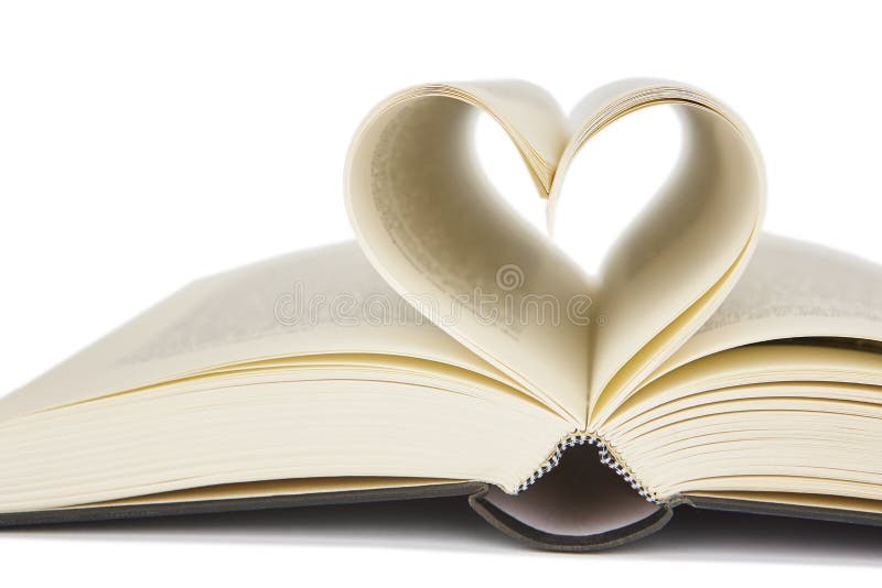 Open Book with Heart Shaped Pages. Love for Reading Stock Image - Image ...
