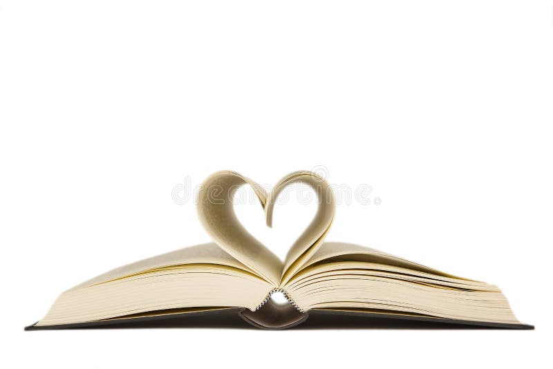 Open Book with Heart Shaped Pages. Love for Reading Stock Photo - Image ...
