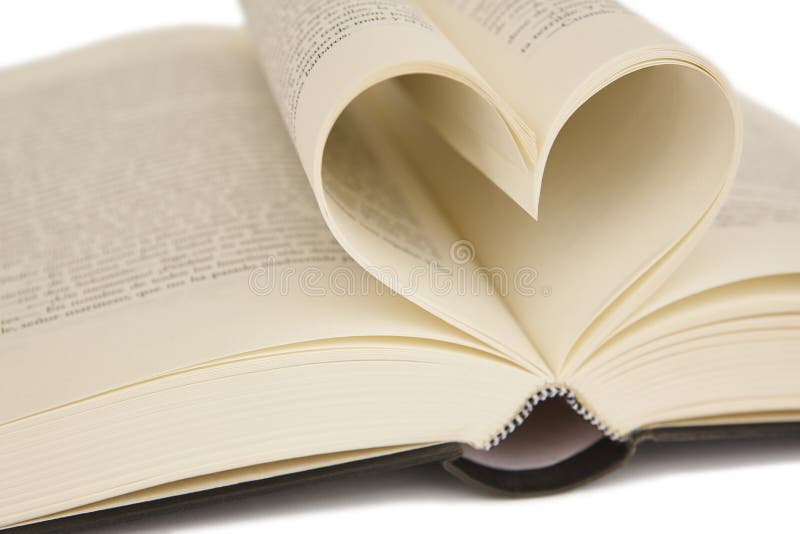 Open Book with Heart Shaped Pages. Love for Reading Stock Photo - Image ...