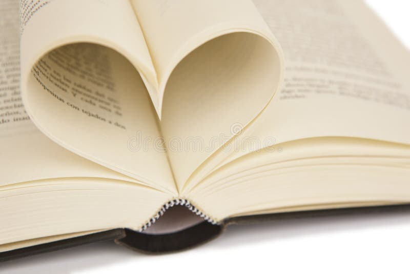 Open Book with Heart Shaped Pages. Love for Reading Stock Image - Image ...