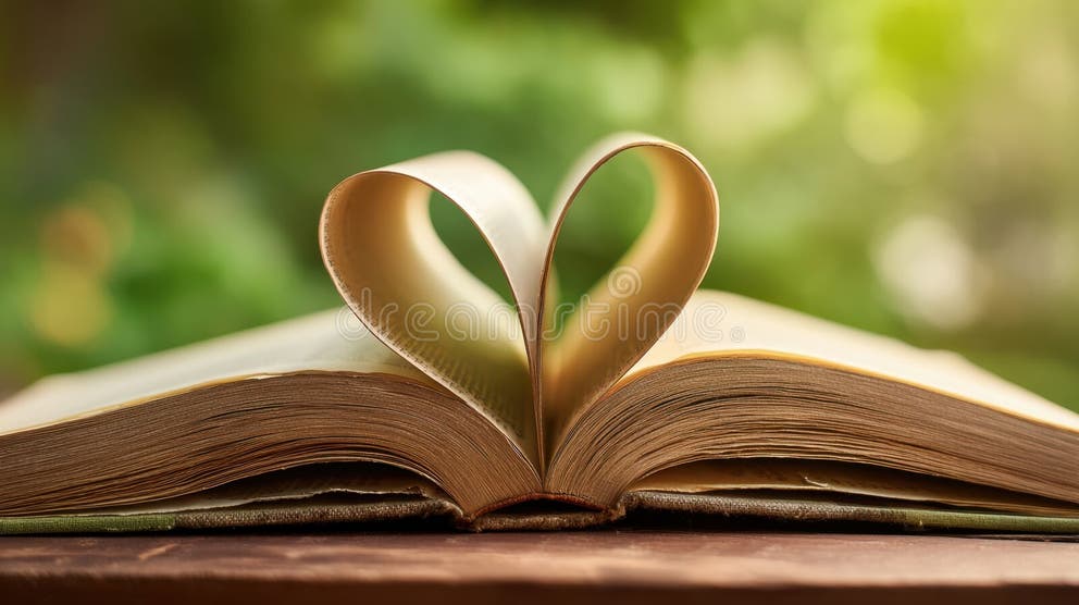 The Open Book with Heart-shaped Pages Representing Love for Reading AI ...