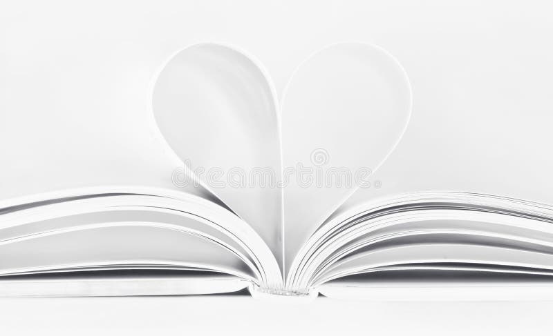 Open Book with Heart Shaped Pages on White Stock Photo - Image of ...