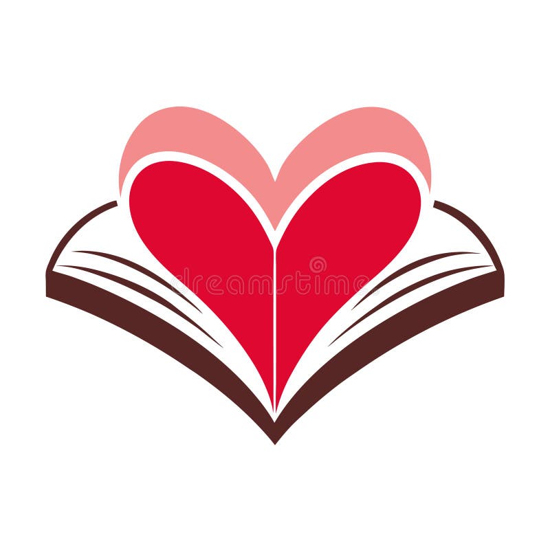 Open Book and Heart: Symbol of Knowledge, Love of Reading, and ...