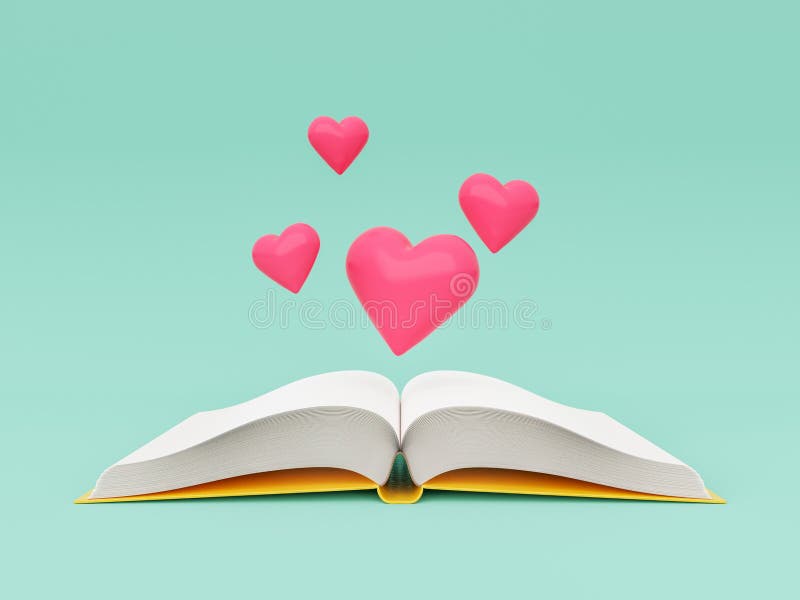 Open book with hearts stock illustration. Illustration of page - 298341392