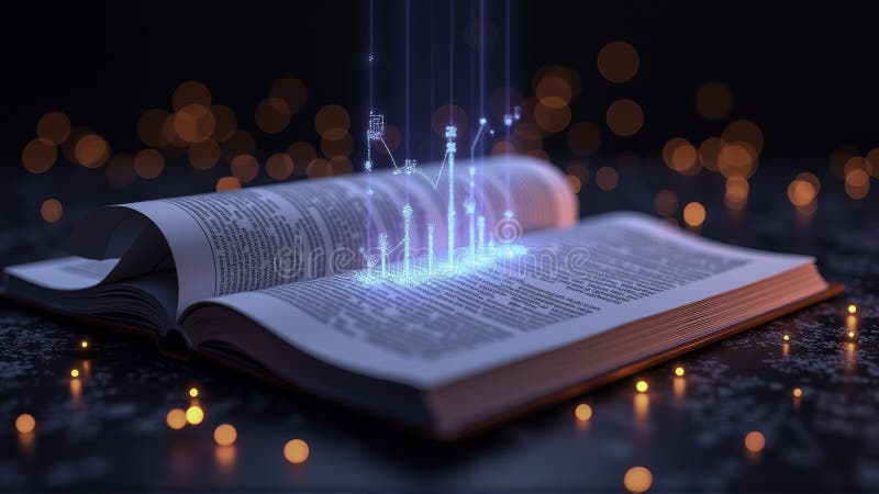 Open Book with Holographic Growth Chart. Stock Illustration ...