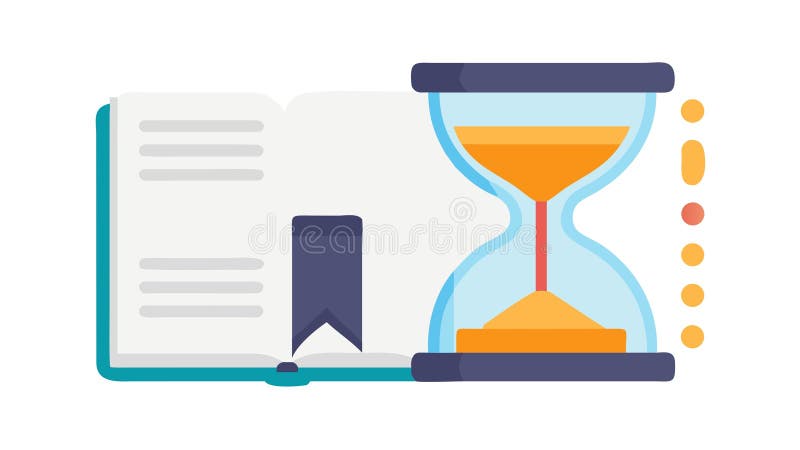 Open Book and Hourglass for Study Time, Vector Design Generative AI ...