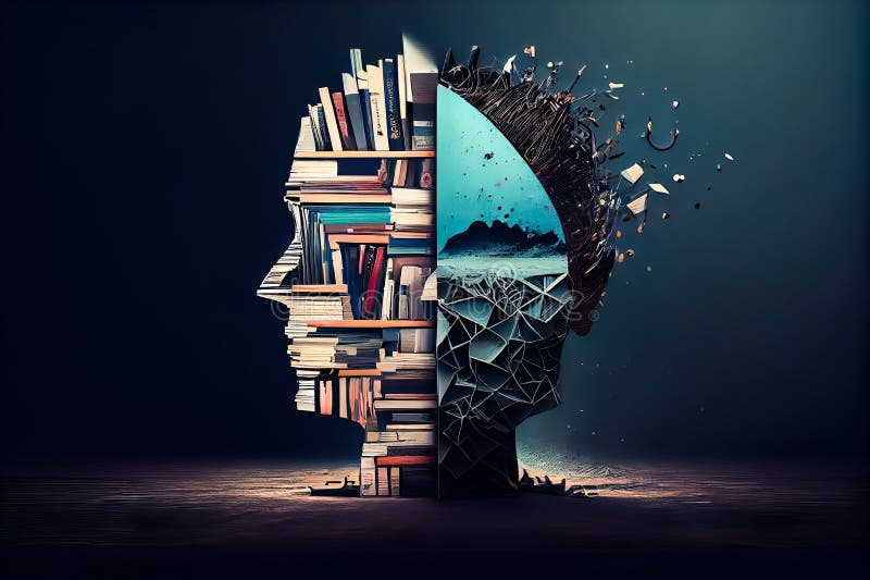 Open Book with Human Head Made of Paper. Generative AI Stock ...
