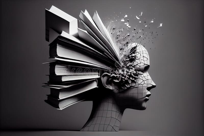 Open Book with Human Head Made of Paper. Generative AI Stock ...