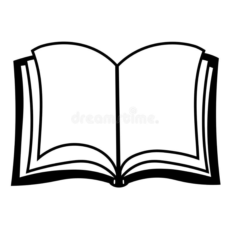 Open Book Icon, Black Outline Silhouette of Open Book. Vector ...