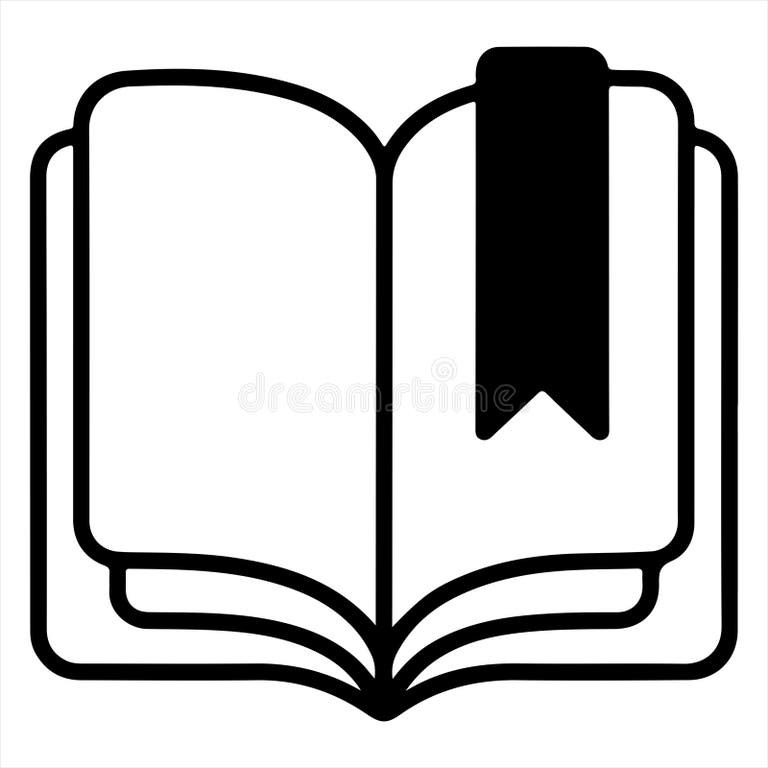 Open Book Icon with Bookmark Silhouette Stock Illustration ...