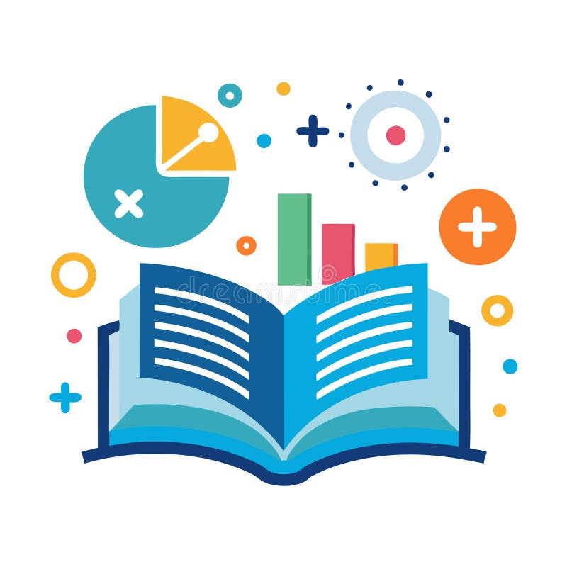 Data Science Learning and Education: Book with Charts and Graphs Vector ...