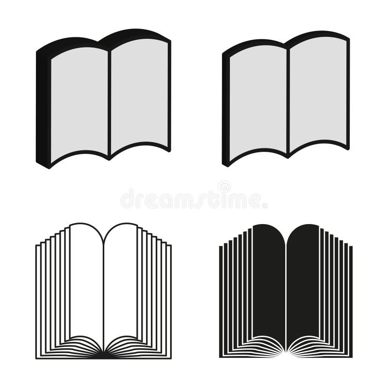 Open Book Icon. Flat Textbook Shape. Spread Pages Symbol. Monochrome ...