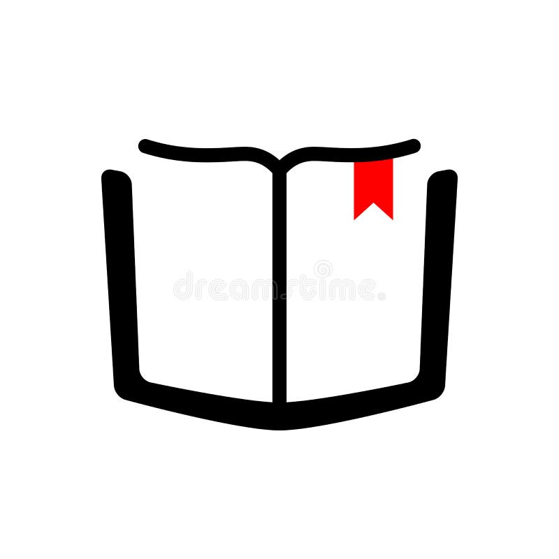 Open Book Icon with Red Bookmark Stock Vector - Illustration of school ...