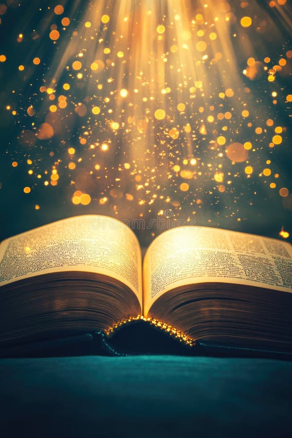 An Open Book Illuminated by a Bright Light, Suitable for Educational or ...