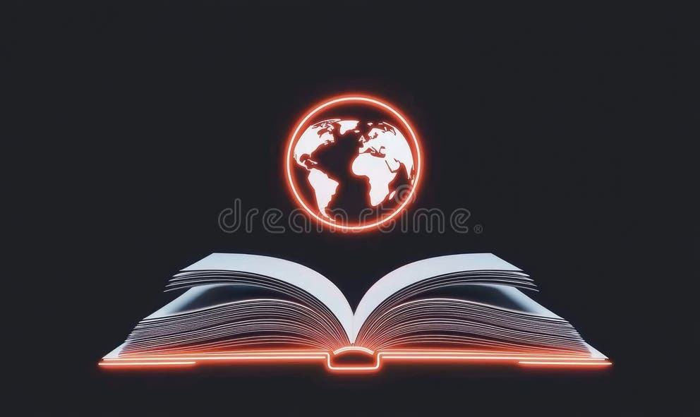 An Open Book Illuminated by a Glowing Globe, Symbolizing Knowledge and ...