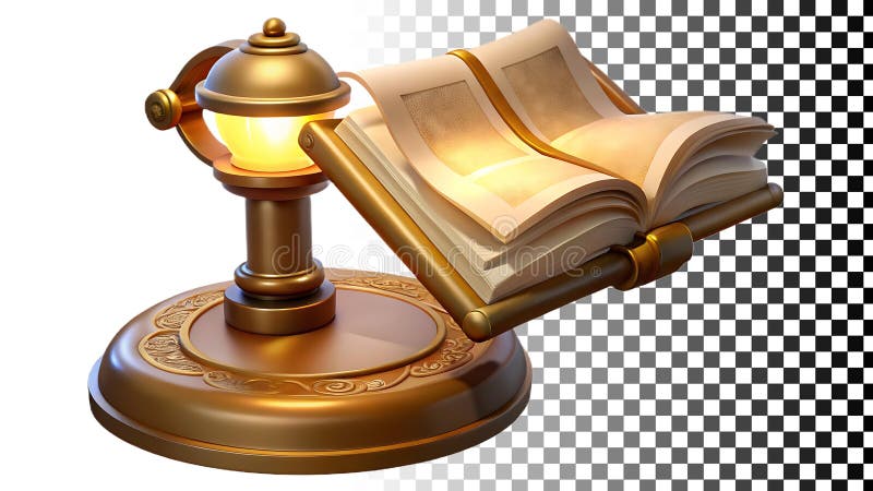 Open Book with Lamp Study and Reading Decor Png Transparent Image ...