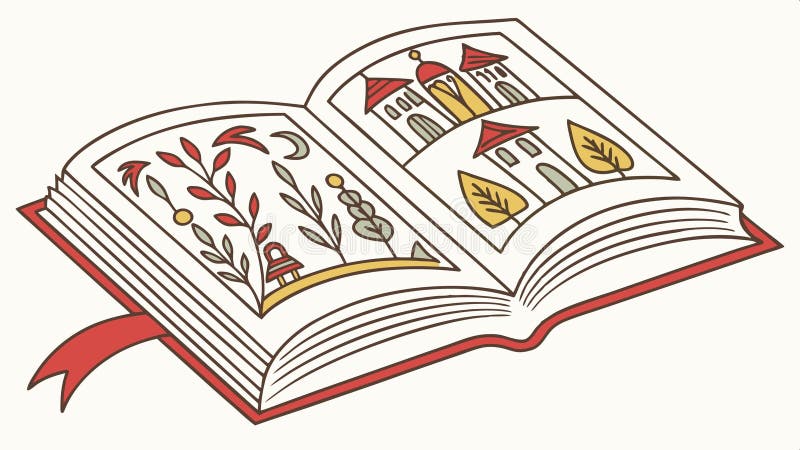 Open Book with Illustrations, Symbolizing Reading, Stories, and ...