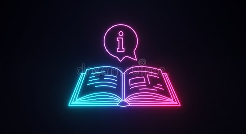Open Book with Information Glowing Neon Style Illustration Stock ...