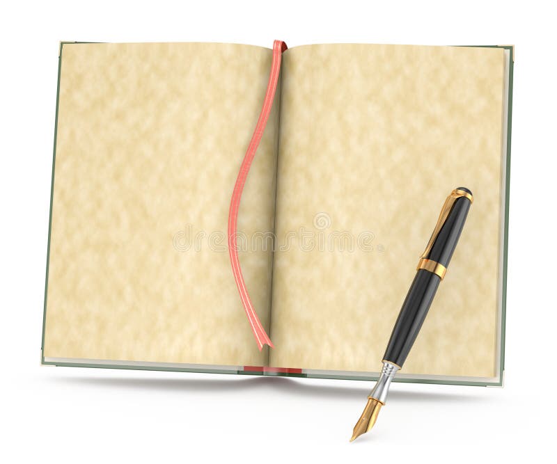 Open book and ink pen stock illustration. Illustration of blank - 29615083