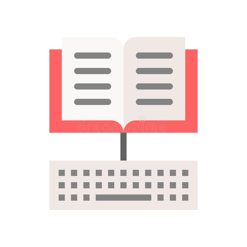 Open Book and Keyboard Icon, E Learning Concept Stock Vector ...