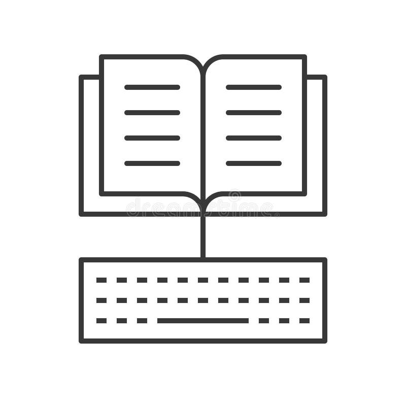 Open Book and Keyboard Icon, E Learning Concept Stock Vector ...