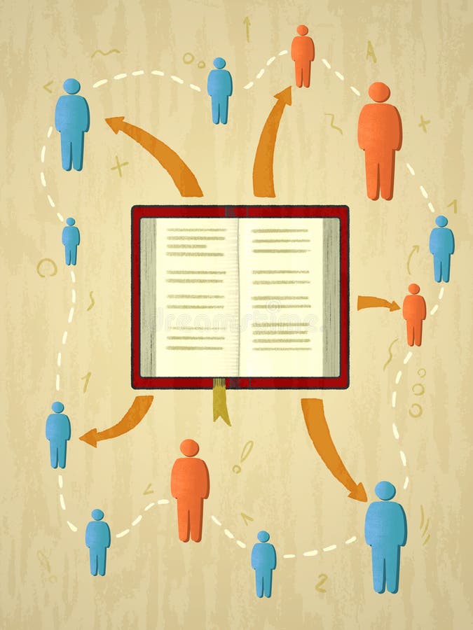Open Book and Knowledge Sharing Stock Illustration - Illustration of elearning, book: 398096128