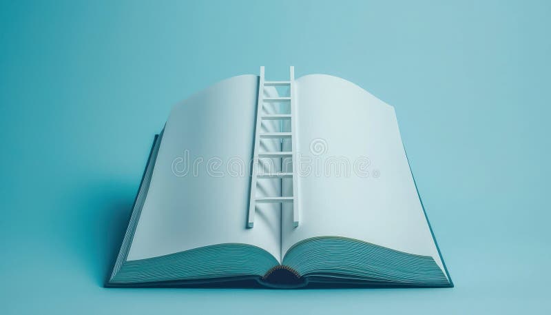 Open Book with Ladder Symbolizing Journey To Knowledge and Success ...