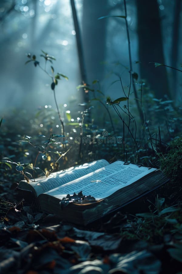 An Open Book Laying on the Ground in the Woods. Suitable for ...