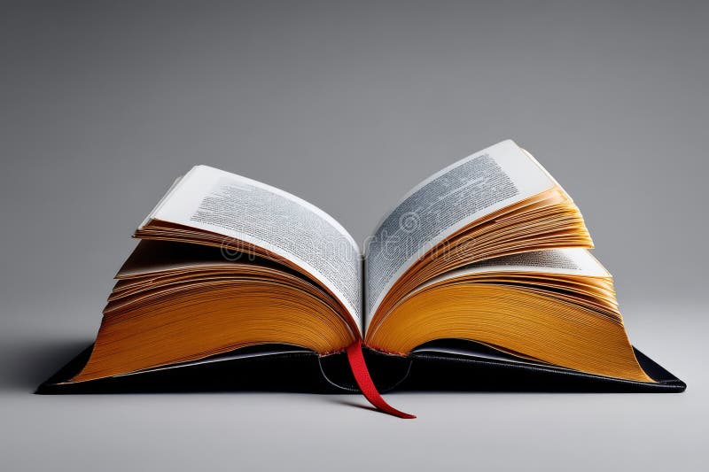 Open Book Laying on a Surface with Golden Pages Reflecting Soft Light ...