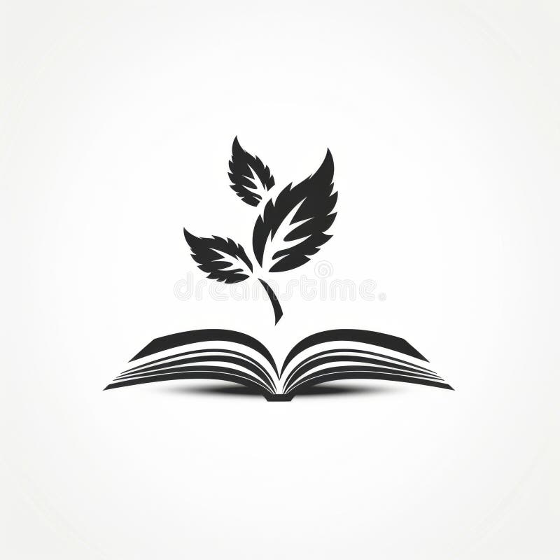 Open Book with Leaf: Knowledge and Growth Concept Illustration Stock ...