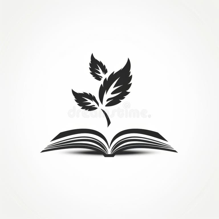 Open Book with Leaf: Knowledge and Growth Concept Illustration Stock ...