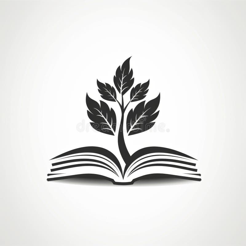 Open Book with Leaf: Knowledge and Growth Concept Illustration Stock ...
