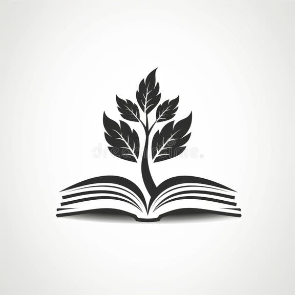 Open Book with Leaf: Knowledge and Growth Concept Illustration Stock ...