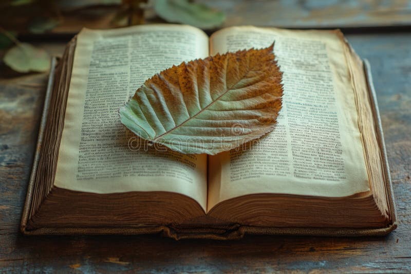 Open book with leaf stock image. Image of academic, student - 378718185