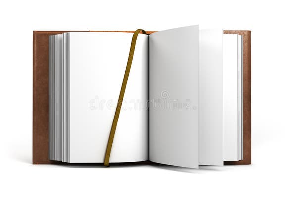 Open Book in a Leather Cover a Blank White Book Front View 3d Render on ...