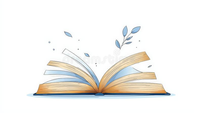 Open Book with Leaves and Elements Representing Knowledge and Learning ...