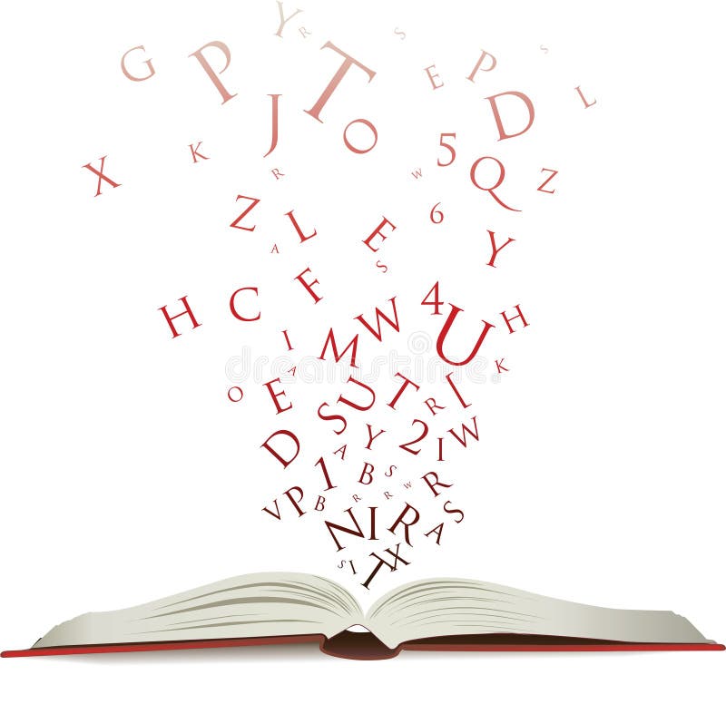 Open book with letters stock illustration. Illustration of letters ...