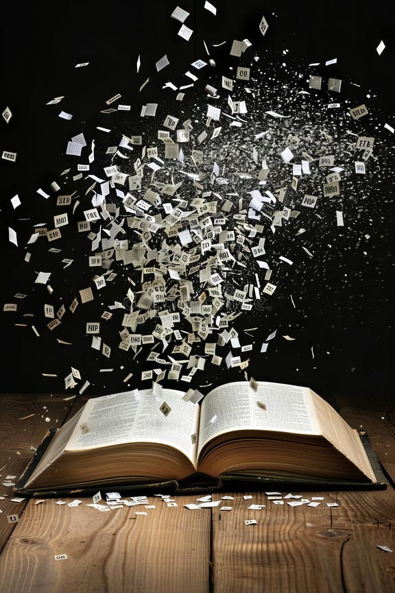 Open Book with Letters Spilling Out Stock Image - Image of word ...