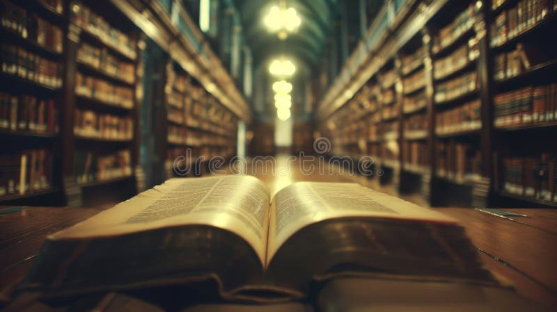 Open Book on Library Floor stock image. Image of subjective - 316257991