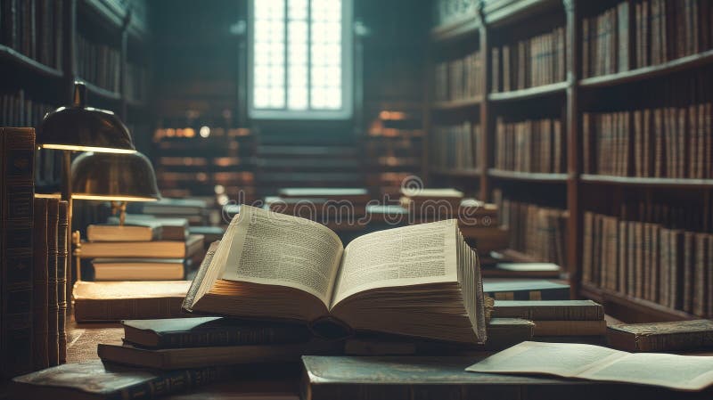 Open Book in a Library Setting Knowledge and Education Concept an Open ...